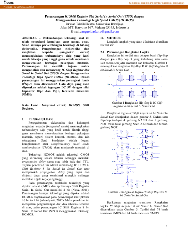 (PDF) Perancangan IC Shift Register 8bit Serial In Serial Out (SISO ...