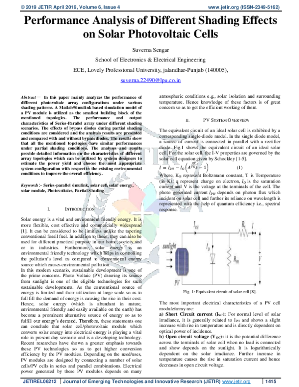 (PDF) Performance Analysis of Different Shading Effects on Solar ...