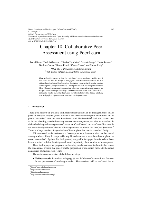 (PDF) Collaborative Peer Assessment using PeerLearn