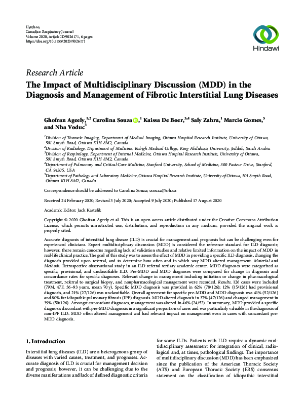 (PDF) The Impact of Multidisciplinary Discussion (MDD) in the Diagnosis ...