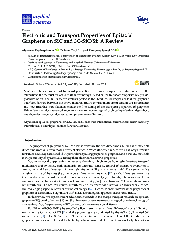 (PDF) Electronic and Transport Properties of Epitaxial Graphene on SiC and 3C-SiC/Si: A Review