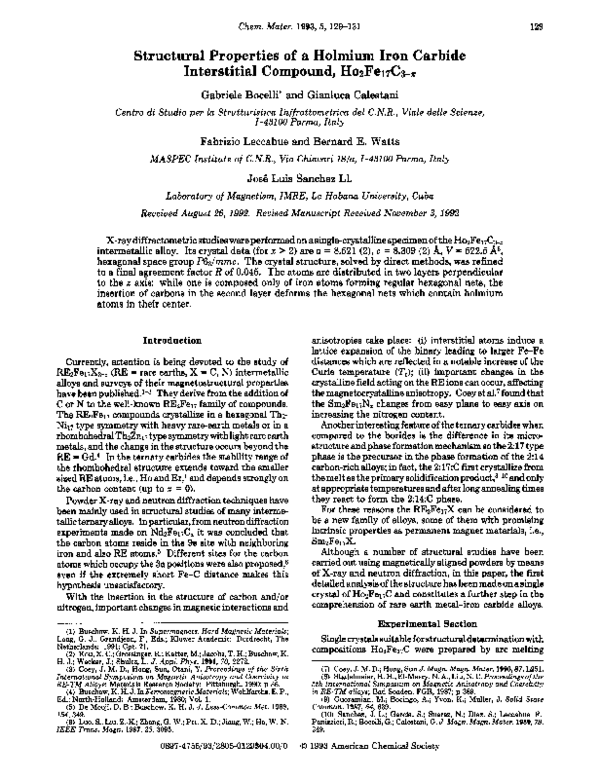 (PDF) Structural properties of a holmium iron carbide interstitial ...