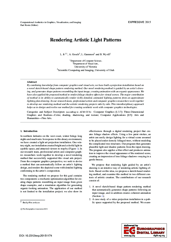 (PDF) Rendering artistic light patterns | Lynda Gammon - Academia.edu