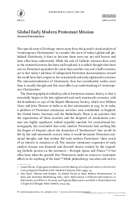 (PDF) Global Early Modern Protestant Mission