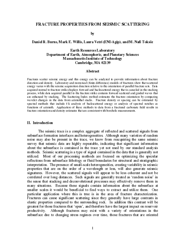(PDF) Fracture properties from seismic scattering
