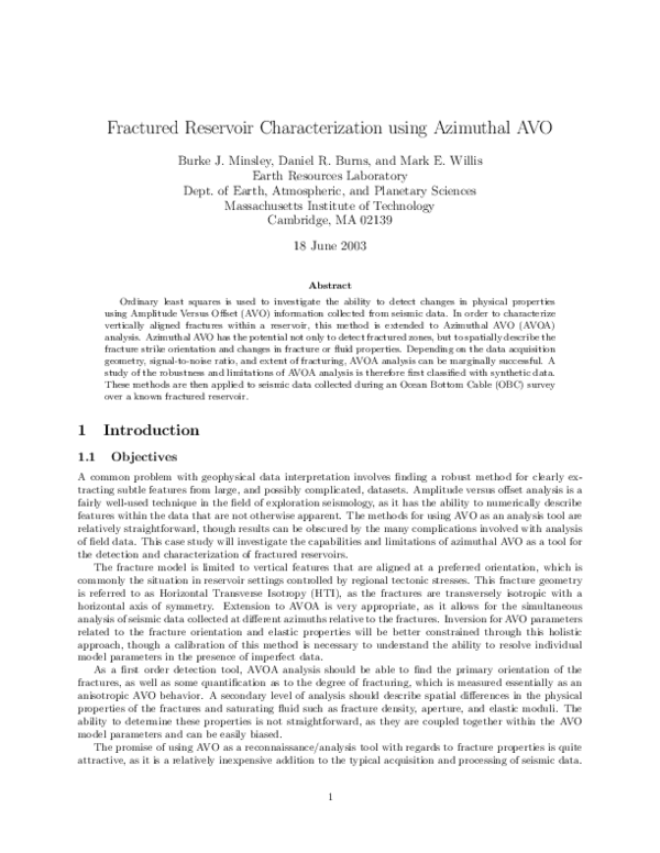 (PDF) Fractured Reservoir Characterization using Azimuthal AVO