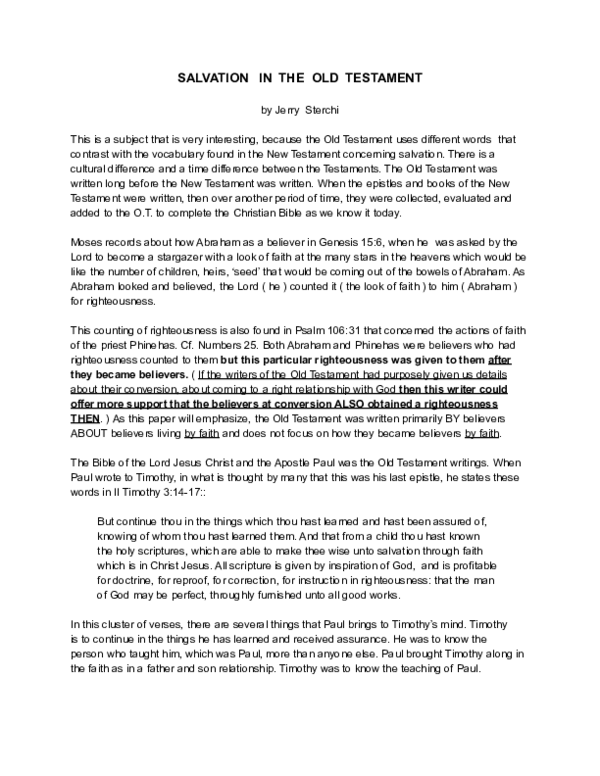 (PDF) SALVATION IN THE OLD TESTAMENT