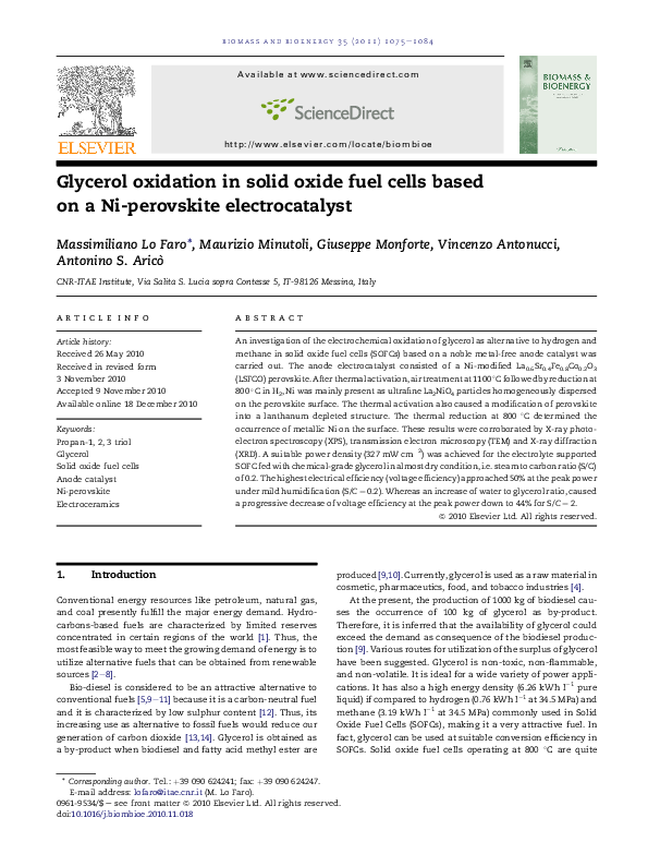 (PDF) Glycerol oxidation in solid oxide fuel cells based on a Ni ...