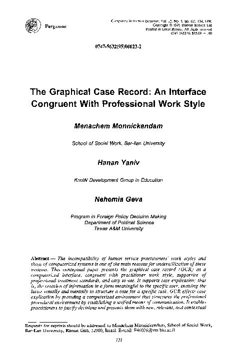 (PDF) The graphical case record: An interface congruent with professional work style | Menachem ...