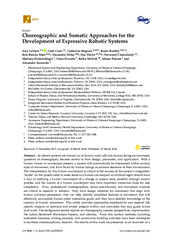 (PDF) Choreographic and Somatic Approaches for the Development of ...