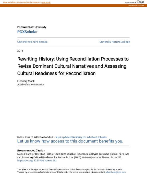 (PDF) Rewriting History: Using Reconciliation Processes to Revise ...