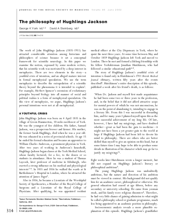 (PDF) The philosophy of Hughlings Jackson