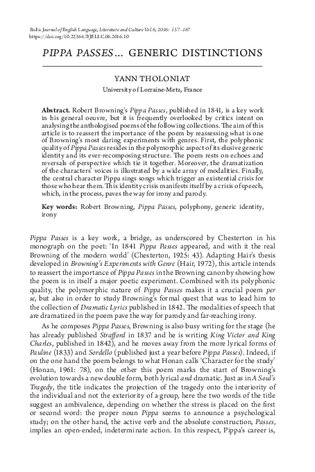 (PDF) Pippa Passes"… Generic Distinctions