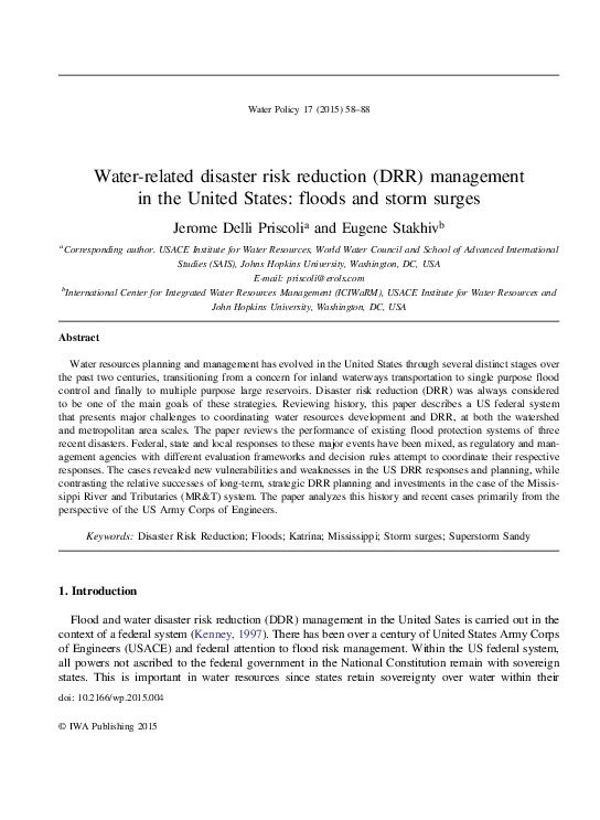 (PDF) Water-related disaster risk reduction (DRR) management in the ...