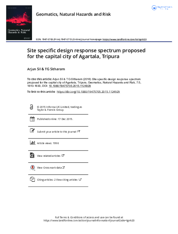 (PDF) Site specific design response spectrum proposed for the capital ...