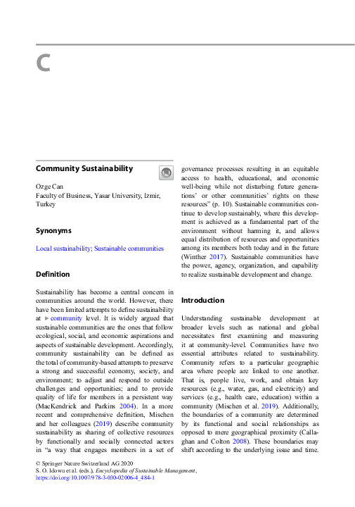(PDF) Community Sustainability