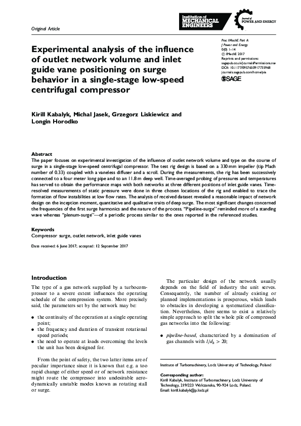 (PDF) Experimental analysis of the influence of outlet network volume ...