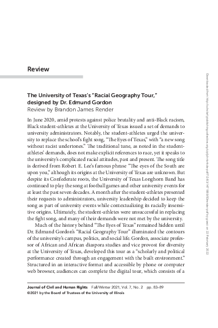 (PDF) The University of Texas's “Racial Geography Tour,” designed by Dr ...
