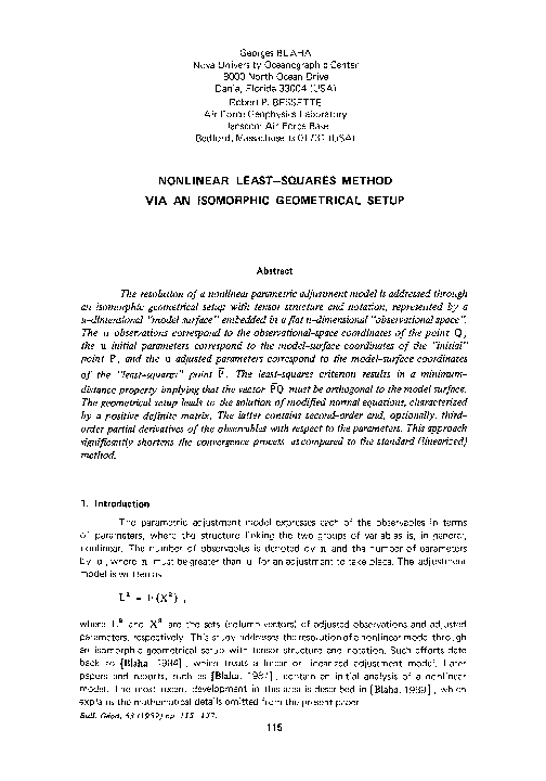 Pdf Nonlinear Least Squares Method Via An Isomorphic Geometrical