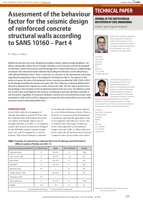 (PDF) Assessment of the behaviour factor for the seismic design of ...
