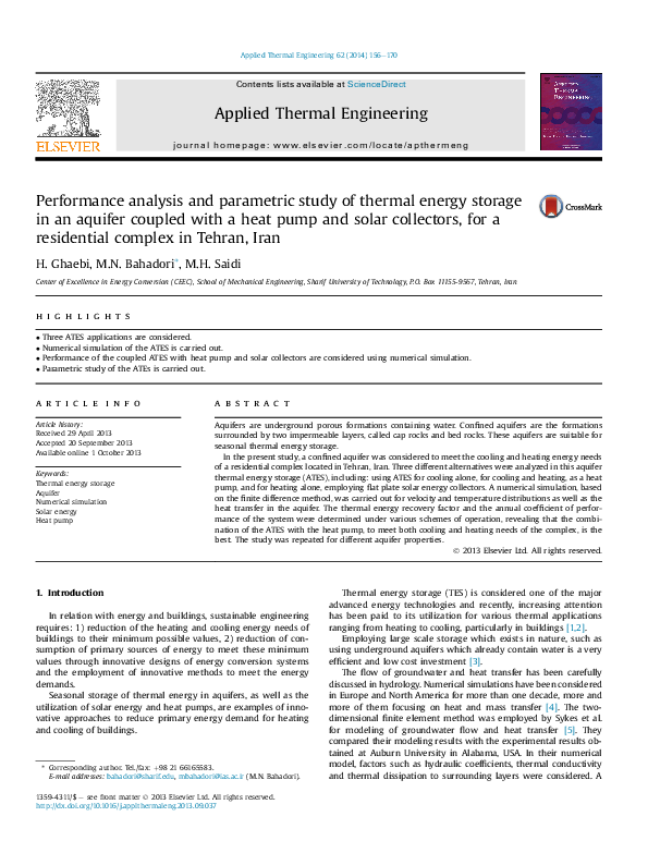 (PDF) Performance analysis and parametric study of thermal energy storage in an aquifer coupled ...