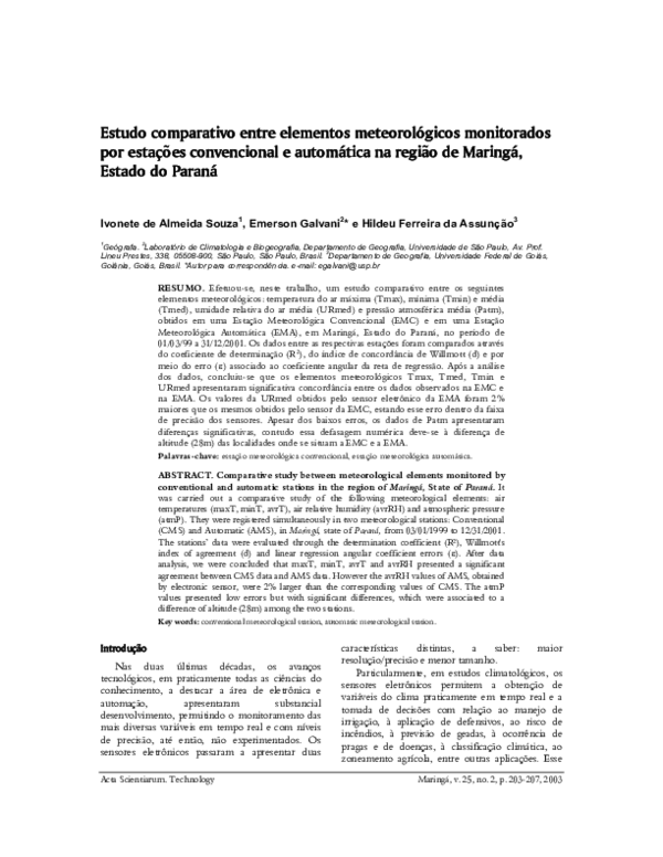 (PDF) Estudo comparativo entre elementos meteorológicos monitorados por ...