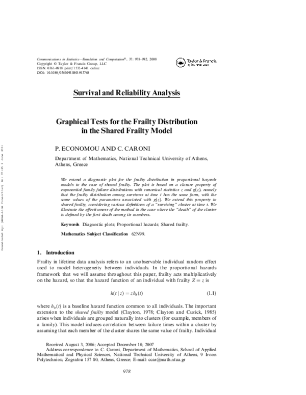 (PDF) Graphical Tests for the Frailty Distribution in the Shared ...