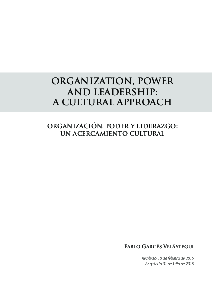 (PDF) ORGANIZATION, POWER AND LEADERSHIP: A CULTURAL APPROACH ...