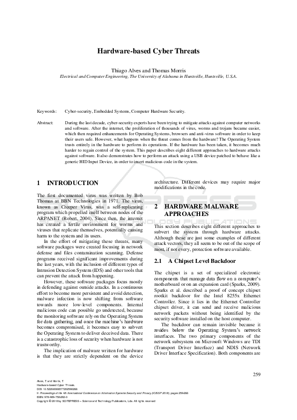 (PDF) Hardware-based Cyber Threats
