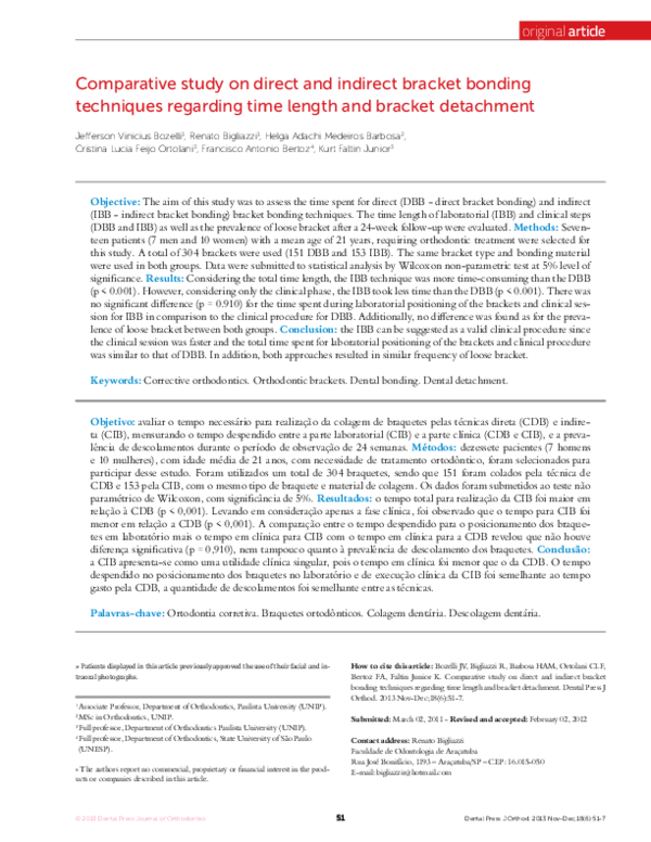 (PDF) Comparative study on direct and indirect bracket bonding ...