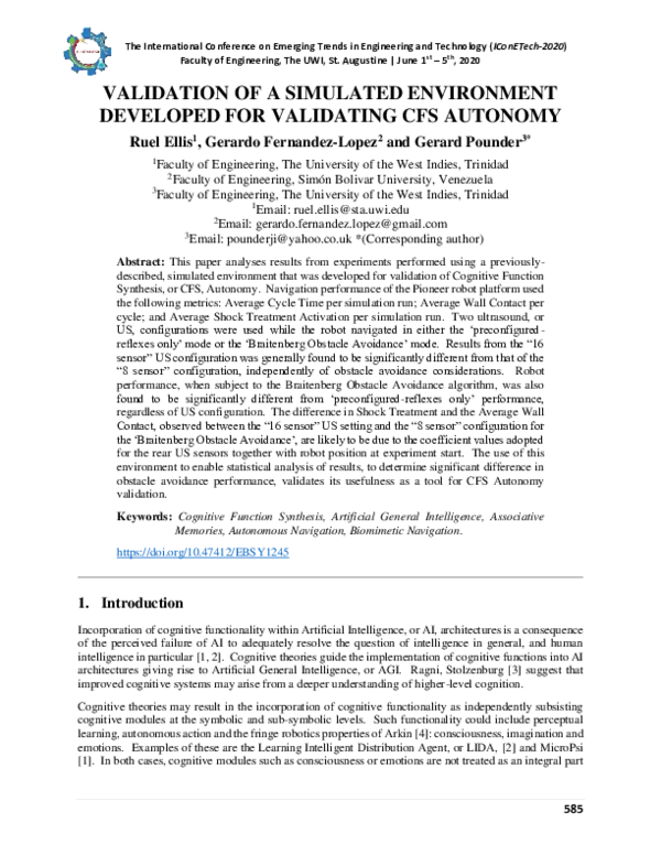 (PDF) Validation of a Simulated Environment Developed for Validating CFS Autonom