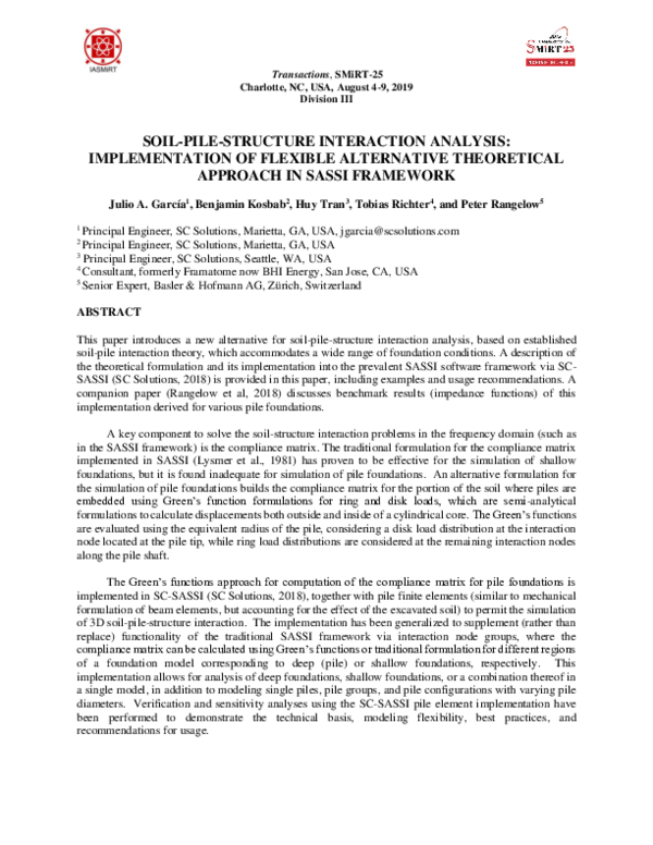 (PDF) Soil-Pile-Structure Interaction Analysis: Implementation of Flexible Alternative ...
