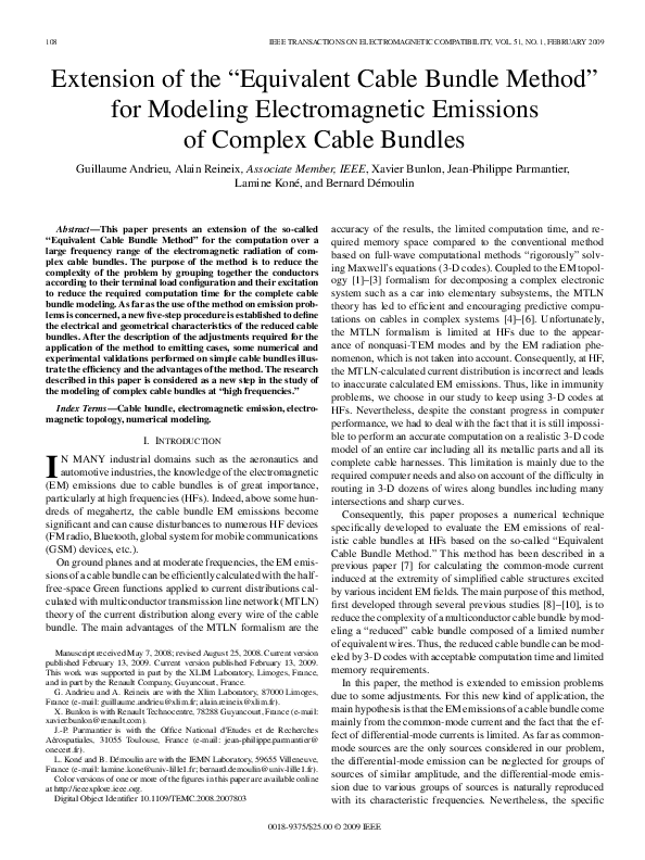 (PDF) Extension of the “Equivalent Cable Bundle Method” for Modeling ...