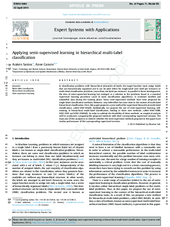 (PDF) Applying semi-supervised learning in hierarchical multi-label ...