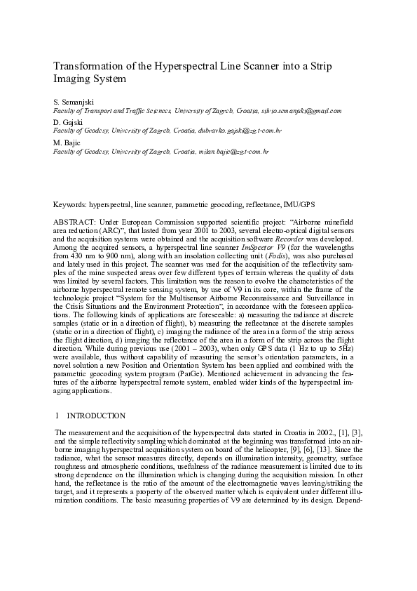 (PDF) Transformation of the Hyperspectral Line Scanner into a Strip ...