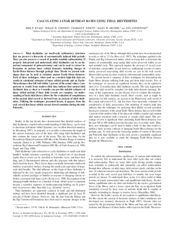 (PDF) Calculating lunar retreat rates using tidal rhythmites