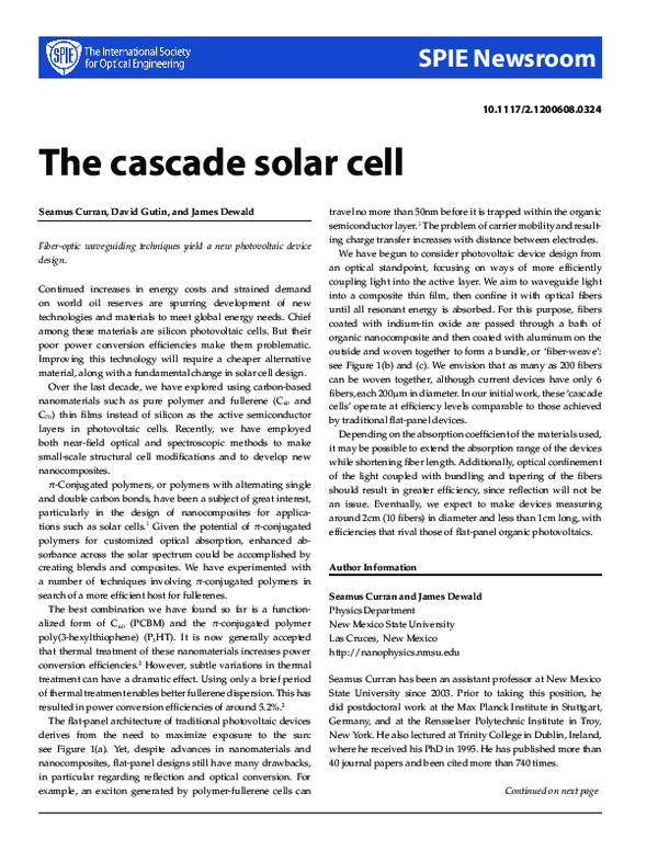 (PDF) The cascade solar cell