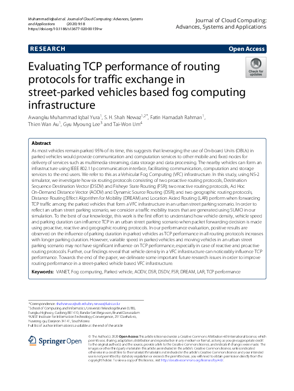(PDF) Evaluating TCP performance of routing protocols for traffic ...