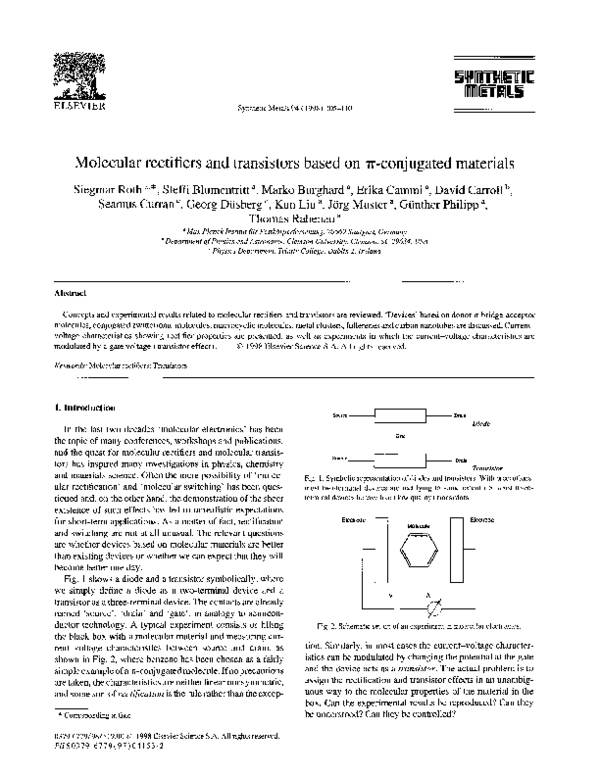 (PDF) Molecular rectifiers and transistors based on π-conjugated materials