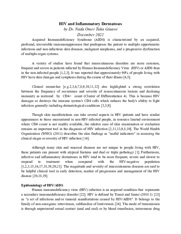 (PDF) HIV and Inflammatory Dermatoses
