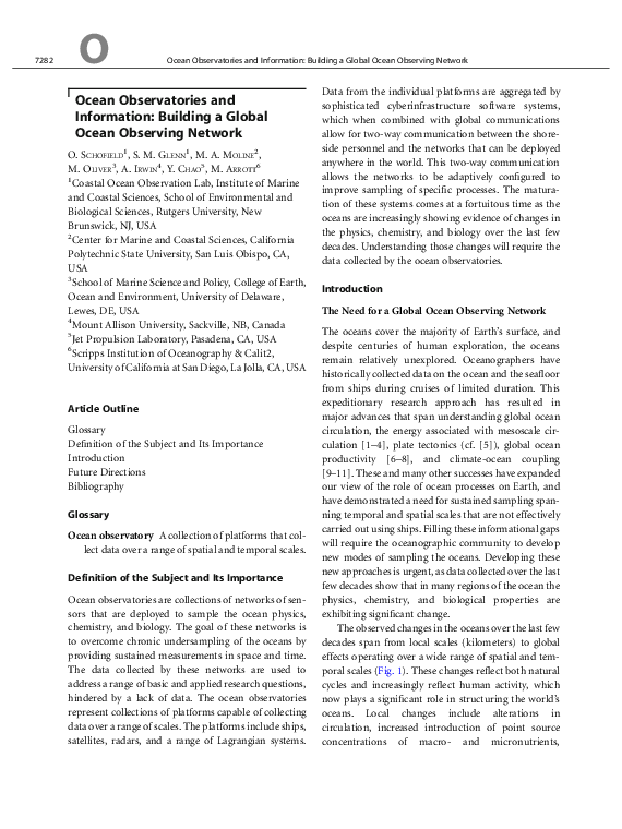 (PDF) Ocean Observatories and Information: Building a Global Ocean Observing Network