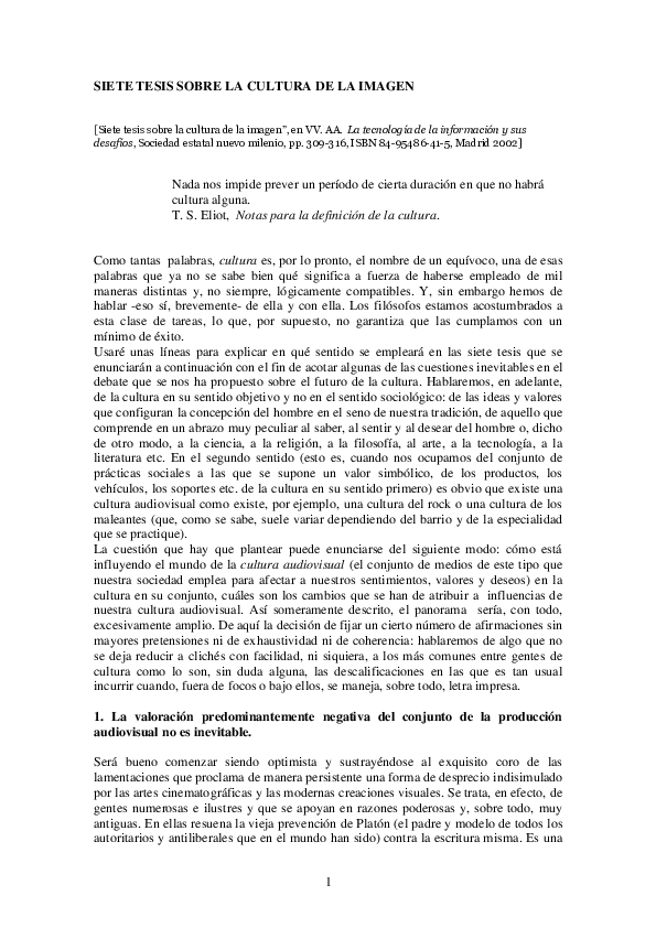 (PDF) Siete tesis sobre la cultura de la imagen