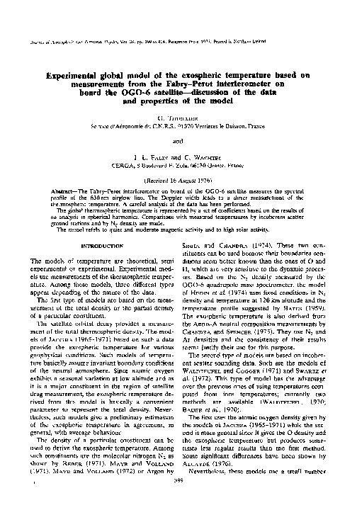 (PDF) Global Thermospheric Temperature Model from OGO-6