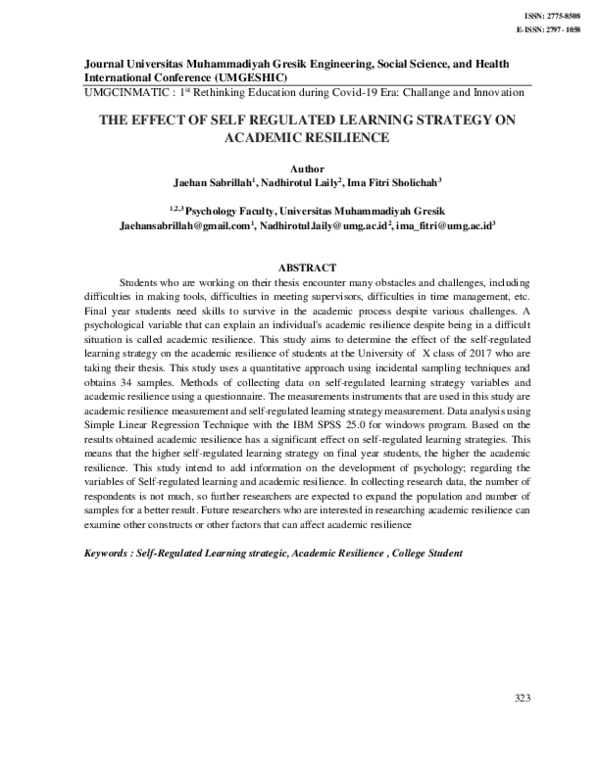 (PDF) The Effect of Self Regulated Learning Strategy on Academic Resilience