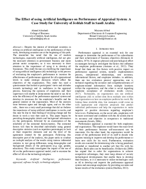 (PDF) The Effect of Using Artificial Intelligence on Performance of ...