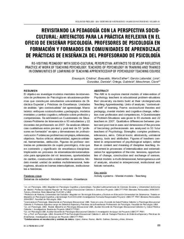 (PDF) Revisitando la pedagogía con la perspectiva sociocultural: Artefactos para la práctica ...