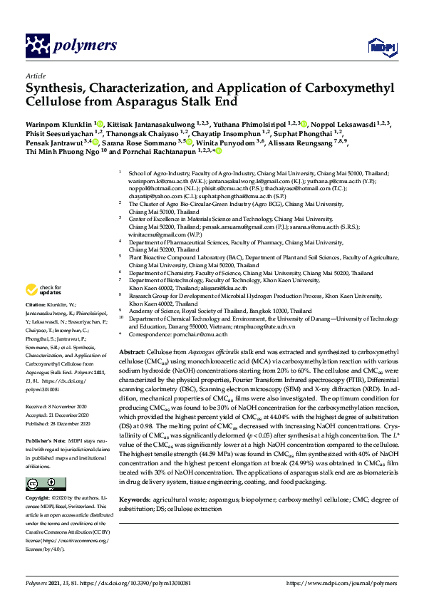 (PDF) Synthesis, Characterization, and Application of Carboxymethyl Cellulose from Asparagus ...