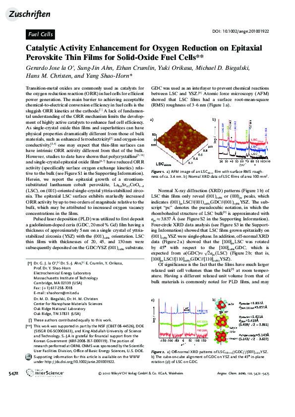 (PDF) Catalytic Activity Enhancement for Oxygen Reduction on Epitaxial Perovskite Thin Films for ...