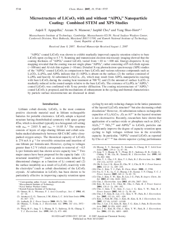 (PDF) Microstructure of LiCoO2 with and without “AlPO4” Nanoparticle ...