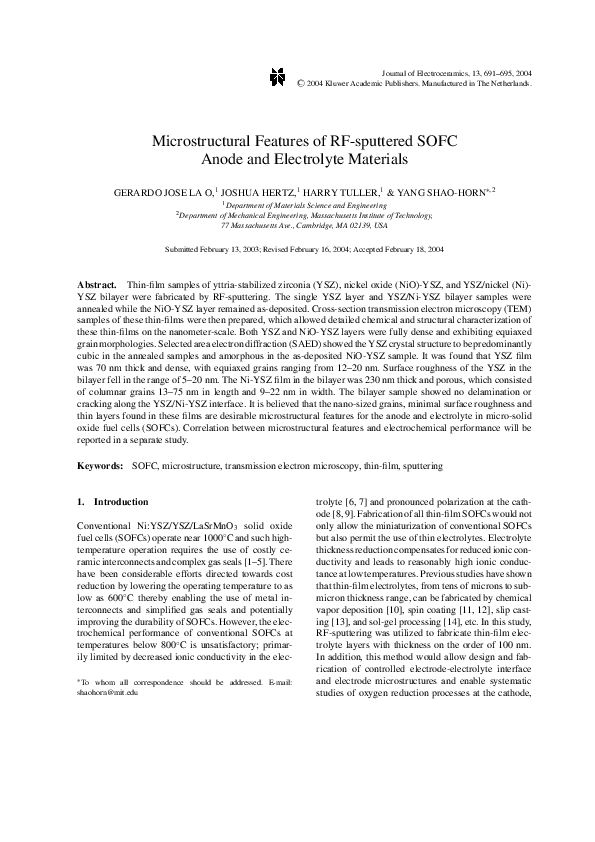 (PDF) Microstructural Features of RF-sputtered SOFC Anode and ...
